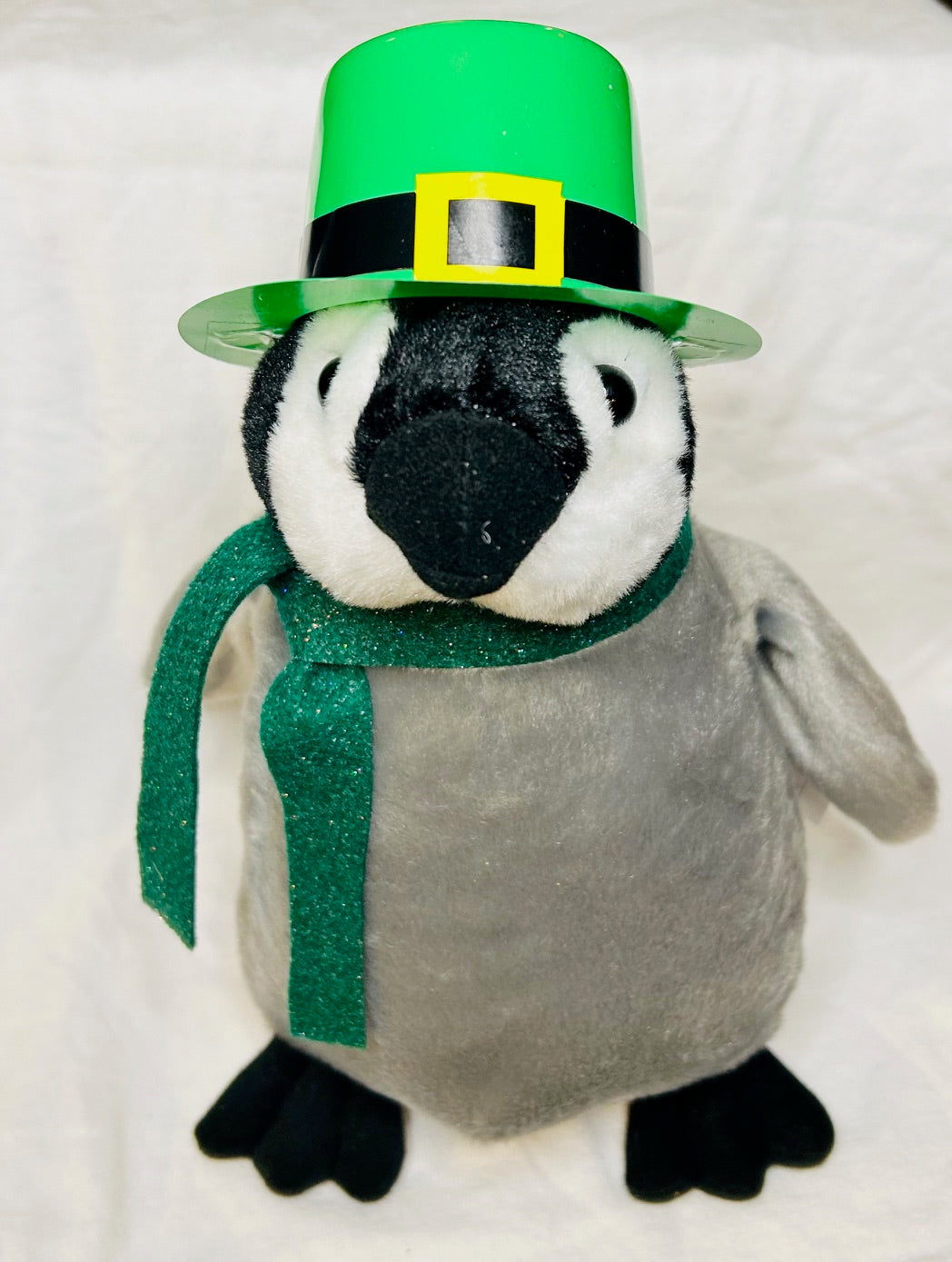 St. Patrick's Day Plush Penguin with Top Hat & Scarf (12" Tall ...