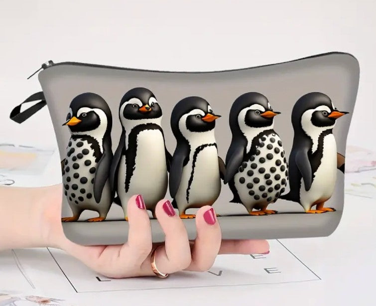 Penguin Line-Up Hand Purse / Travel Bag (7" x 4" x 2") – Penguin Gift Shop